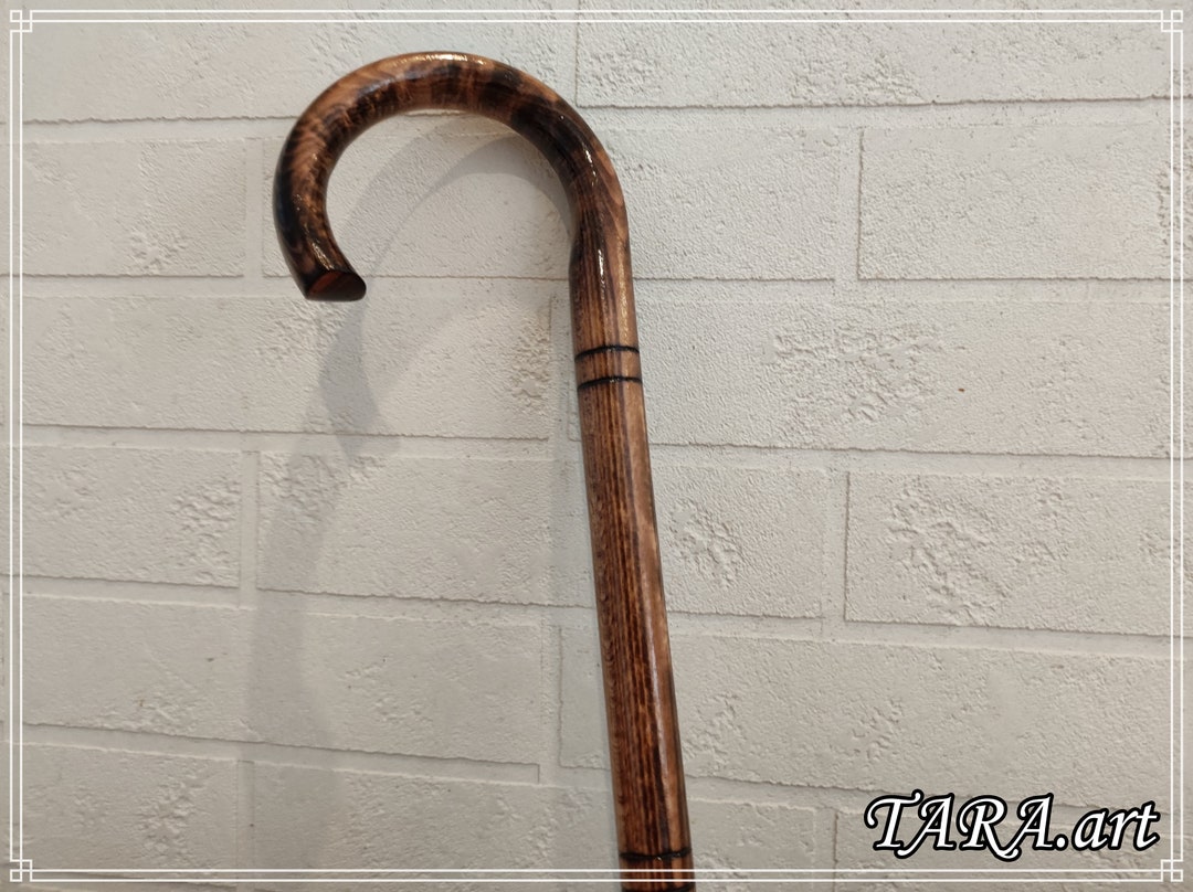 Dark Brown Wooden Cane, Simple Walking Stick From Wood, Solid Cane ...