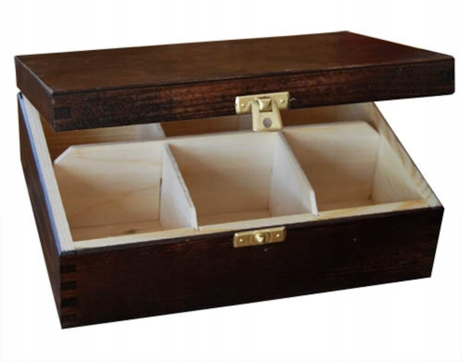 Compartments Tea Box From Wood, Tea Chest, Tea Bag Organizer, Tea Caddy ...