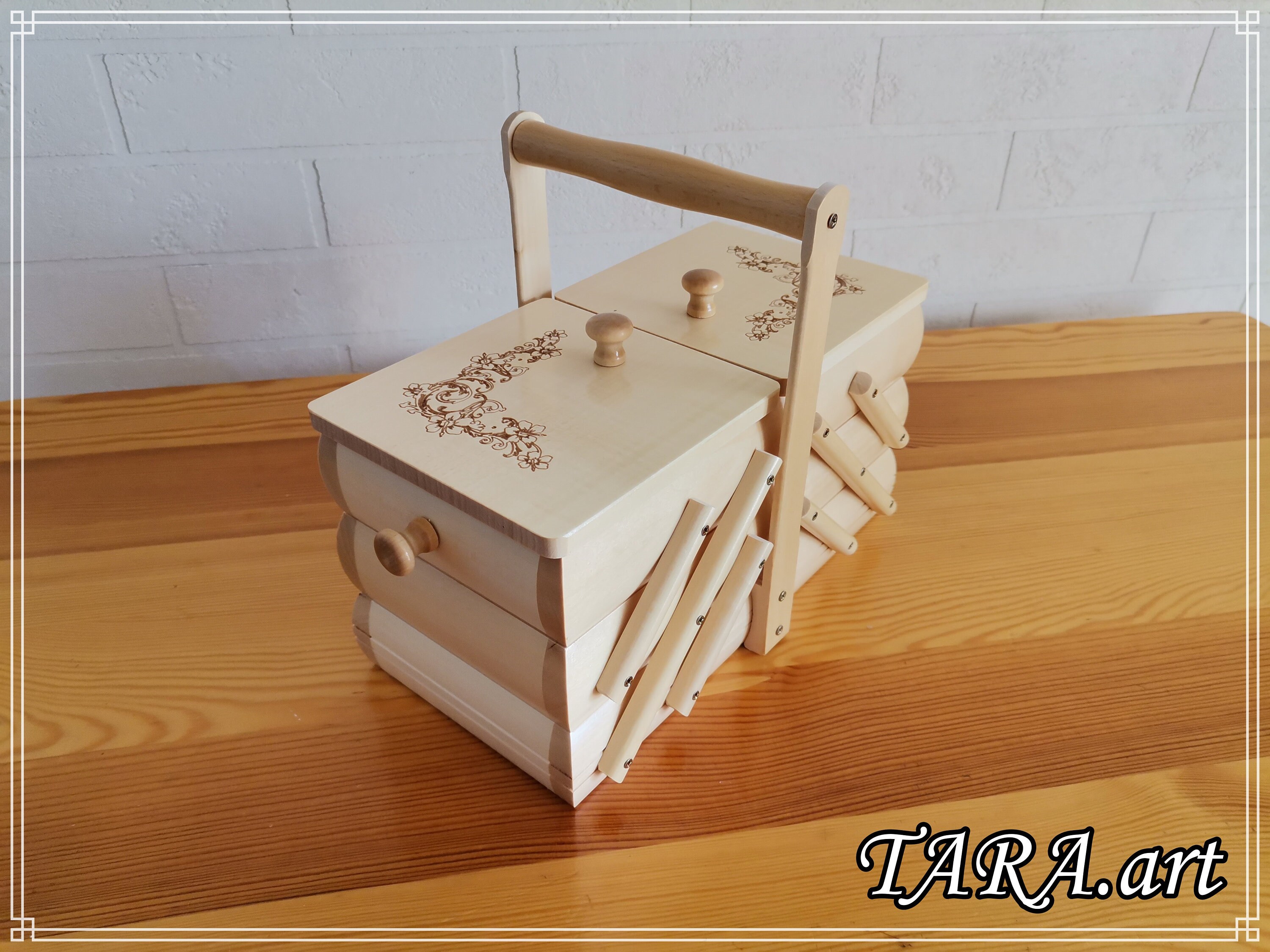 Sewing Box Made From Natural Wood Wooden Storage Box for | Etsy