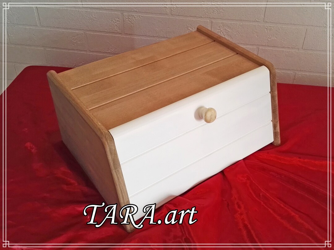 Simple Bread Box, Bread Box Wood, Vintage Bread Box, White and Brown ...