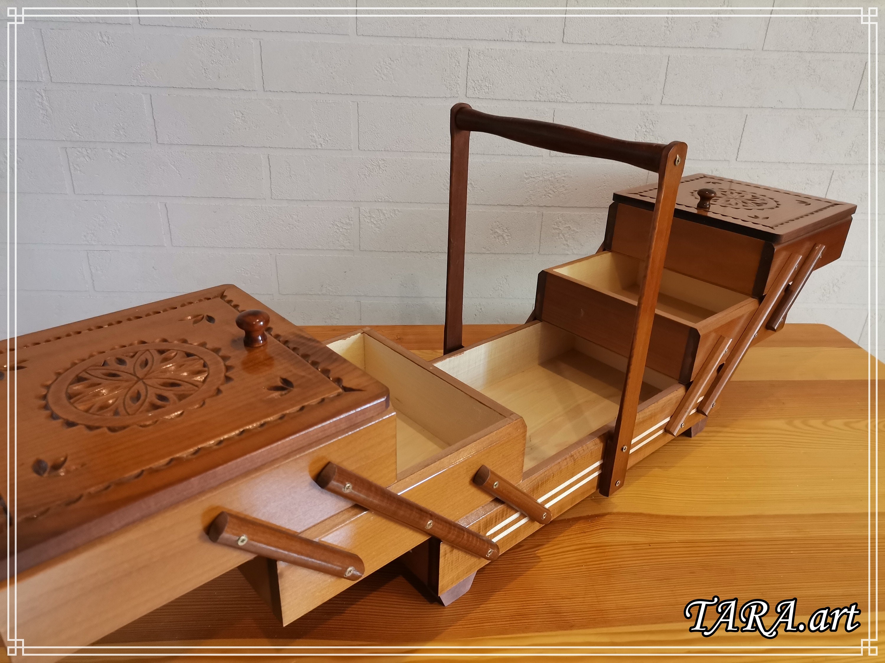 Ornamental Sewing Box Big Storage Box With Folk Motive Light - Etsy