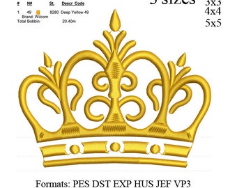 Crown Embroidery Design | Etsy