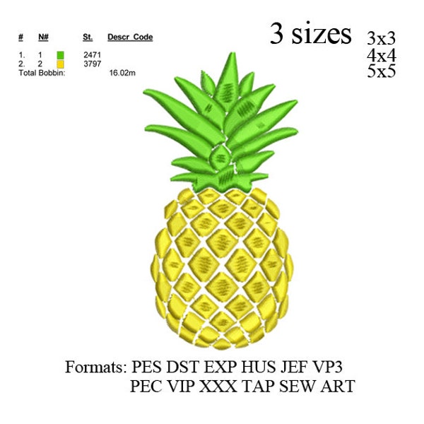 Pineapple Embroidery - Etsy