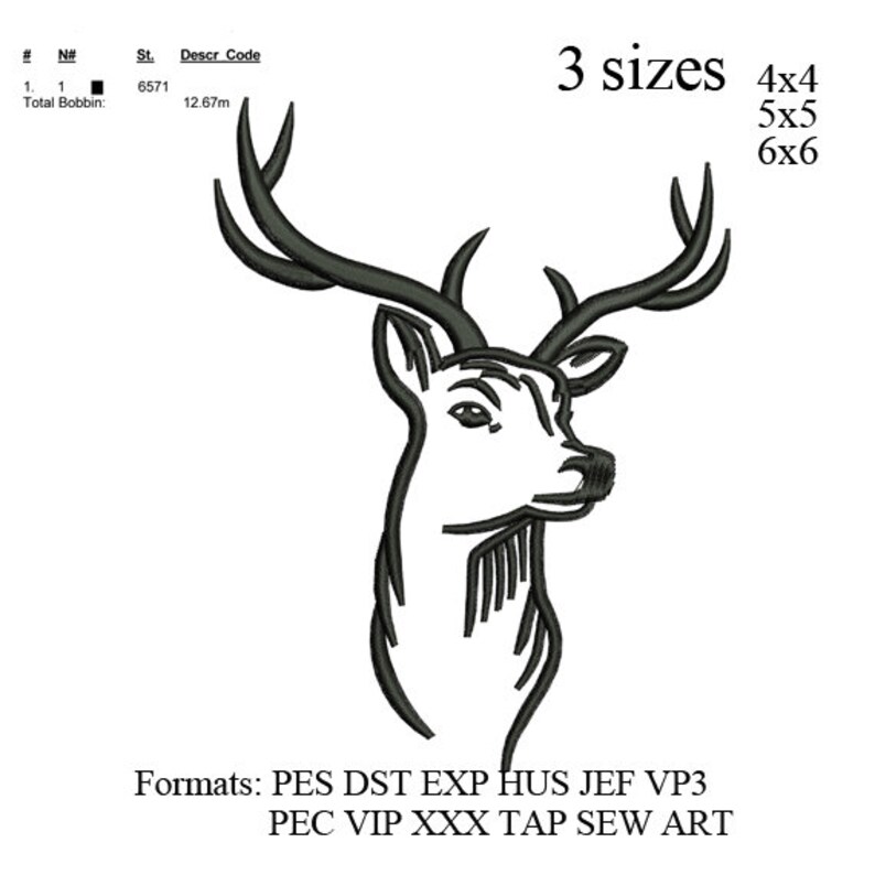 Tête de cerf machine à broder. Grille de broderie de Buck - Etsy Canada