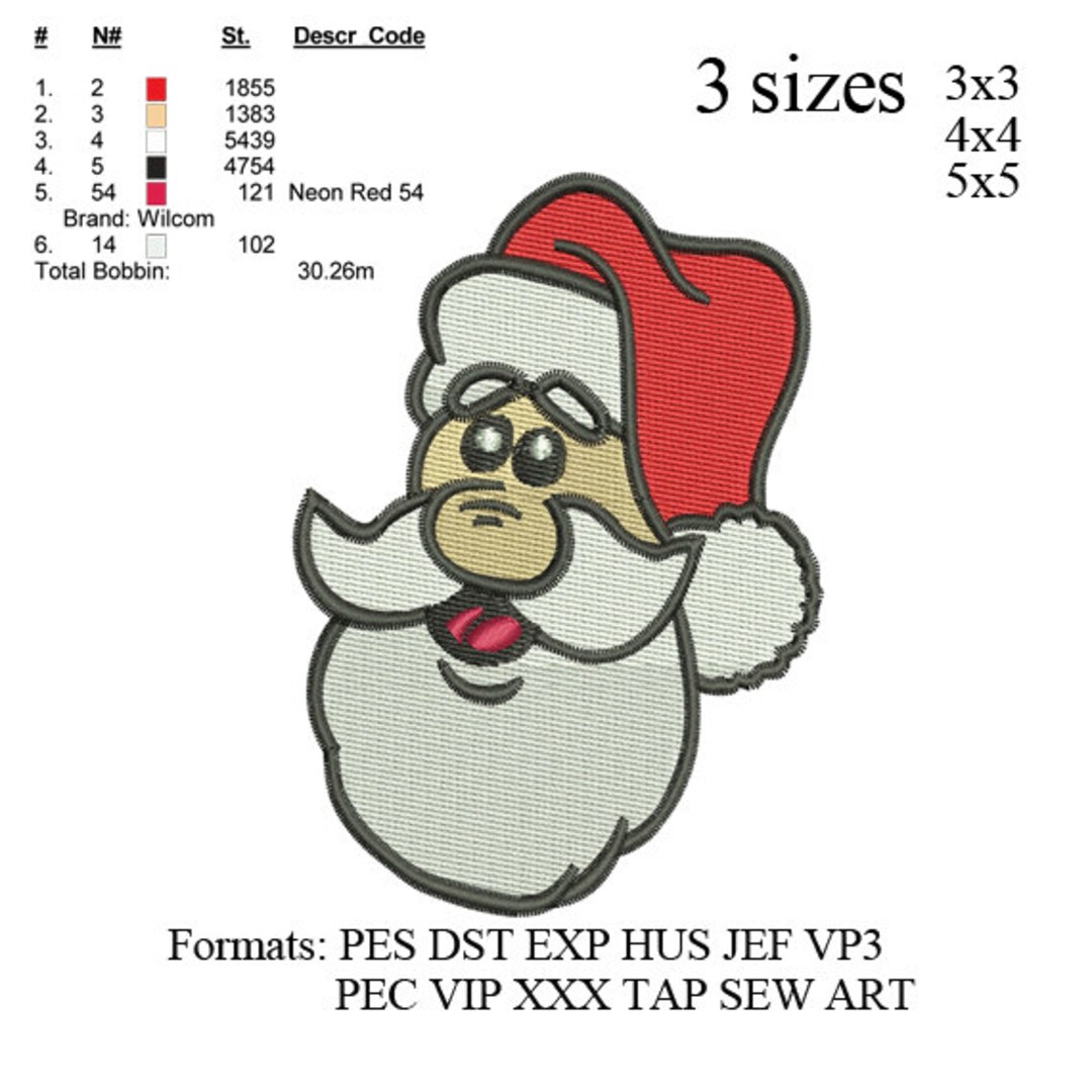 Santa Claus Embroidery Design Christmas Machine Embroidery - Etsy
