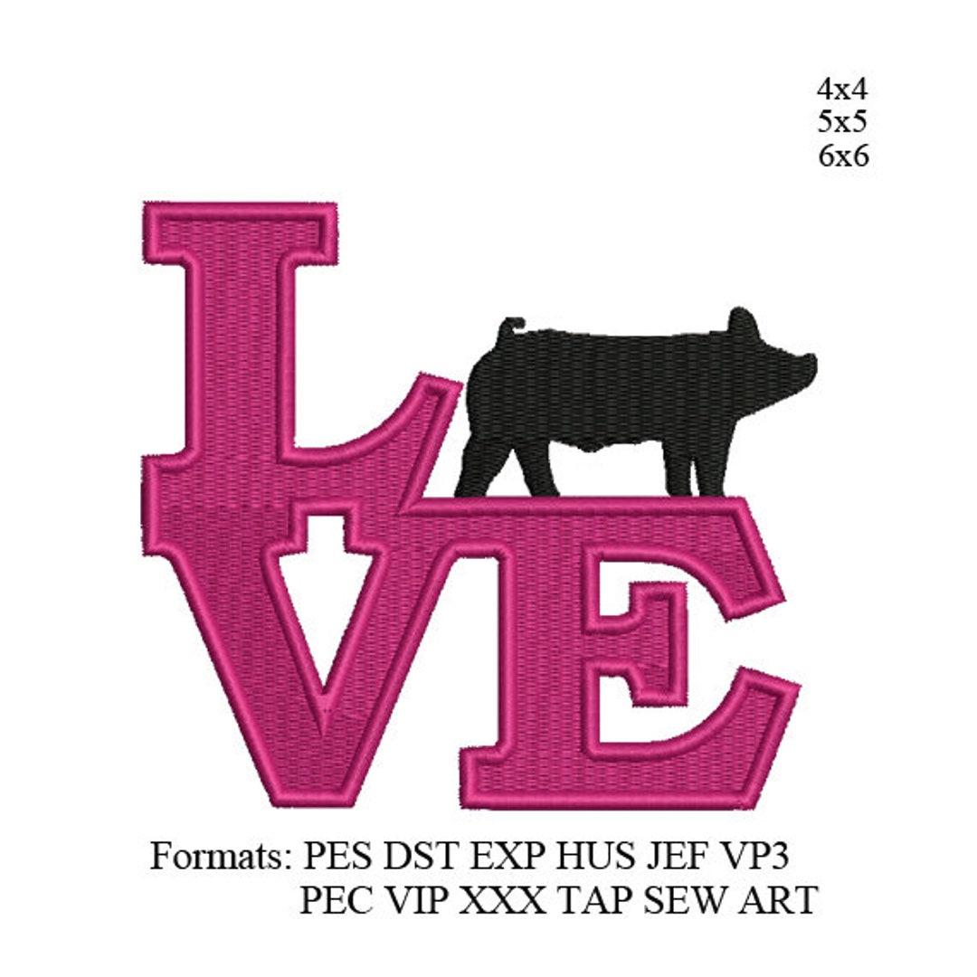 Pig Embroidery Design,pig Love Embroidery Design,motif De Broderie,pig ...
