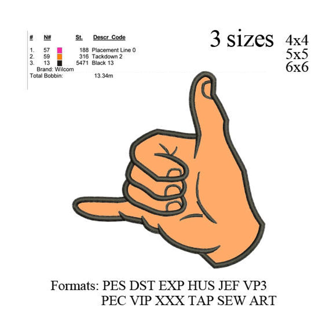 Call Me Hand Gesture Applique Embroidery Design, Call Me Embroidery ...