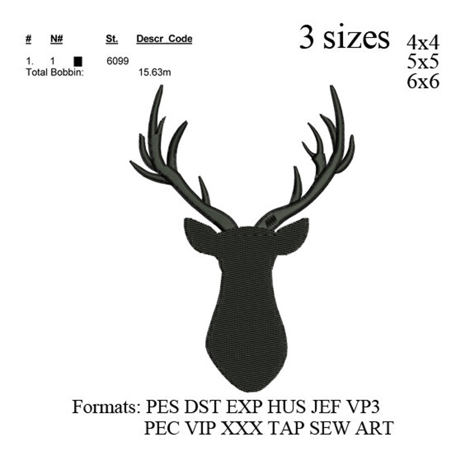 Buck Deer Embroidery Machine .buck Deer Embroidery Pattern - Etsy