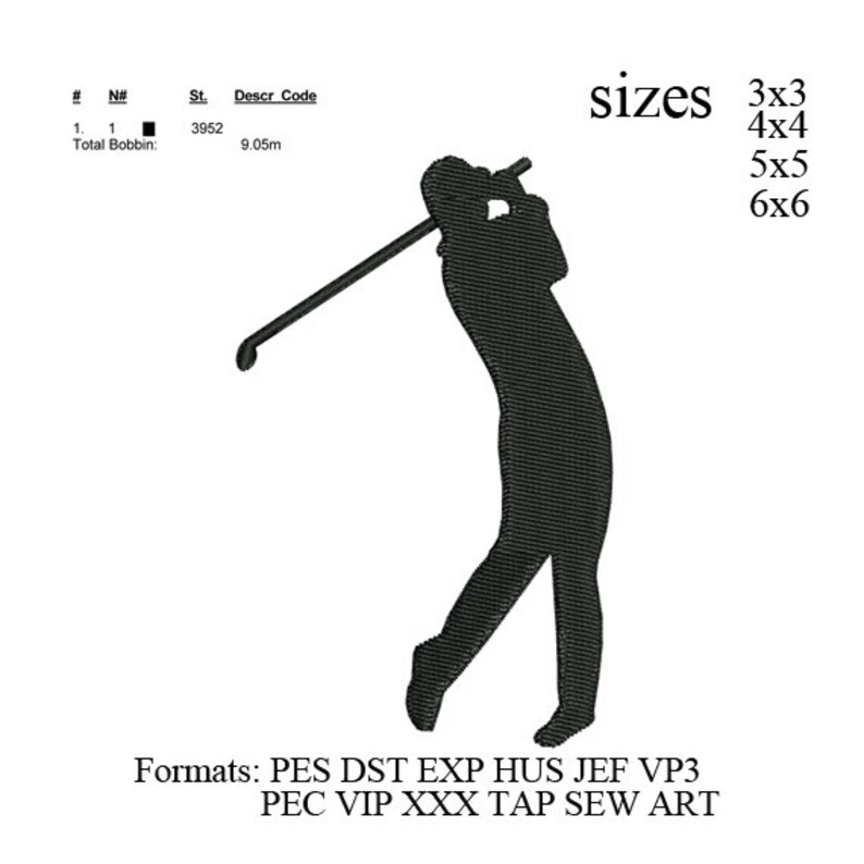 Golf Set Embroidery Designs . Golfer Embroidery Pattern Set - Etsy