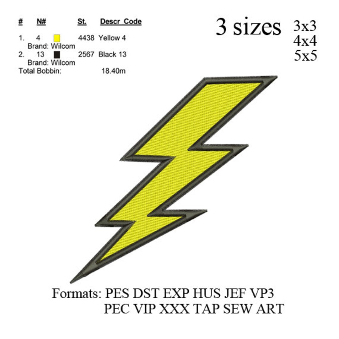 Lightning Bolt Embroidery Machine . Embroidery Pattern . Embroidery ...