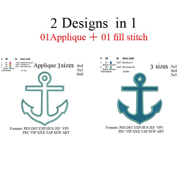 Anchor Embroidery Design - Etsy