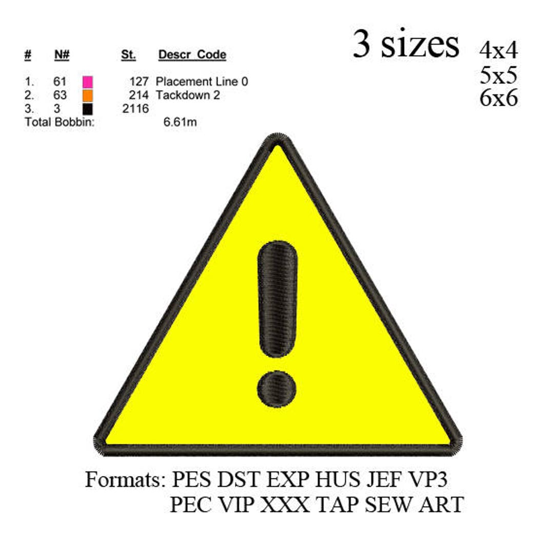 Warning Triangle Road Sign Applique Embroidery Design, Warning Triangle ...