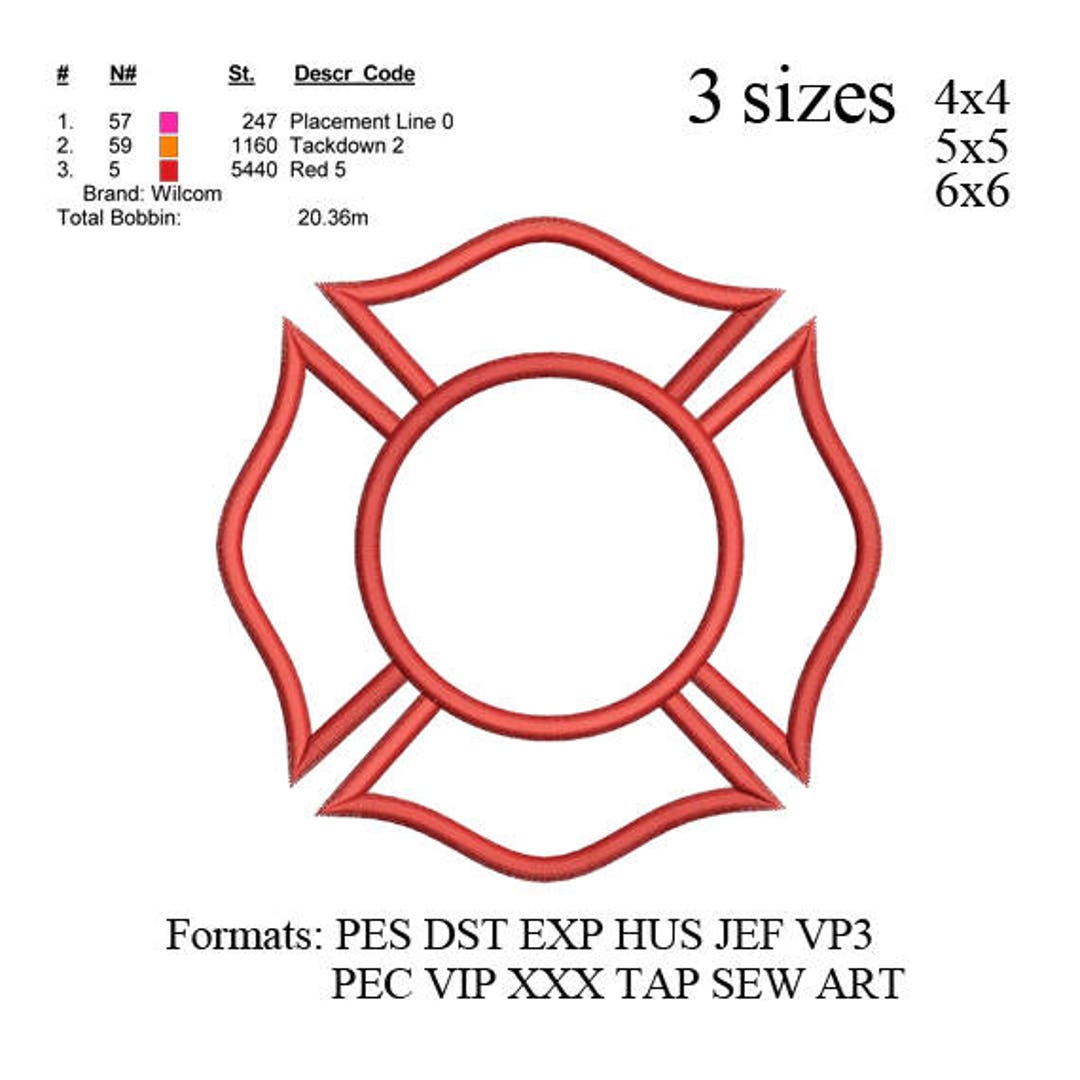 Firefighter Badge Applique Embroidery Design,firefighter Badge ...