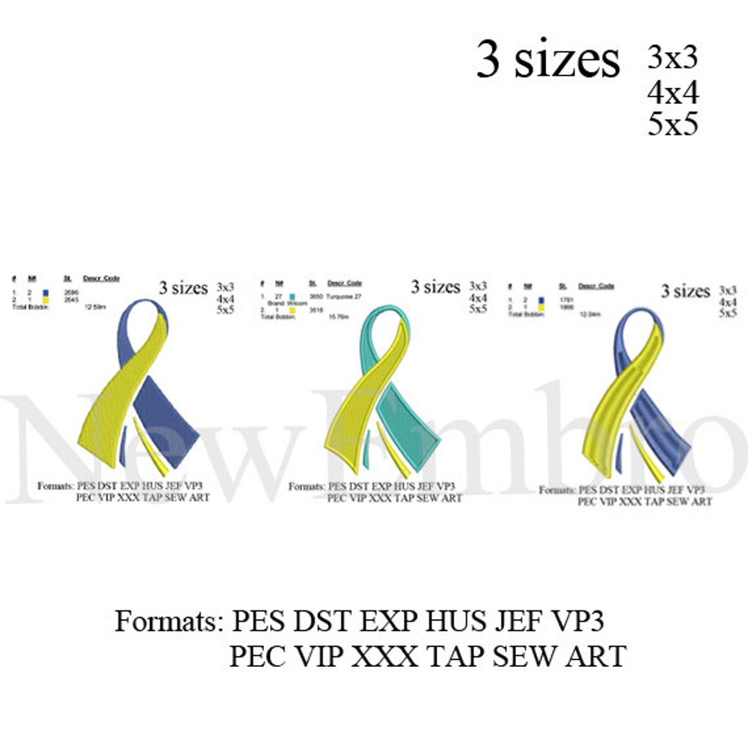 Cancer Ribbon Embroidery Design 3 Designs in 1 - Breast Cancer Symbol ...