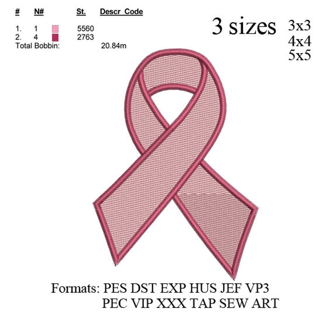 Cancer Ribbon Embroidery Design Breast Cancer Symbol Filled - Etsy