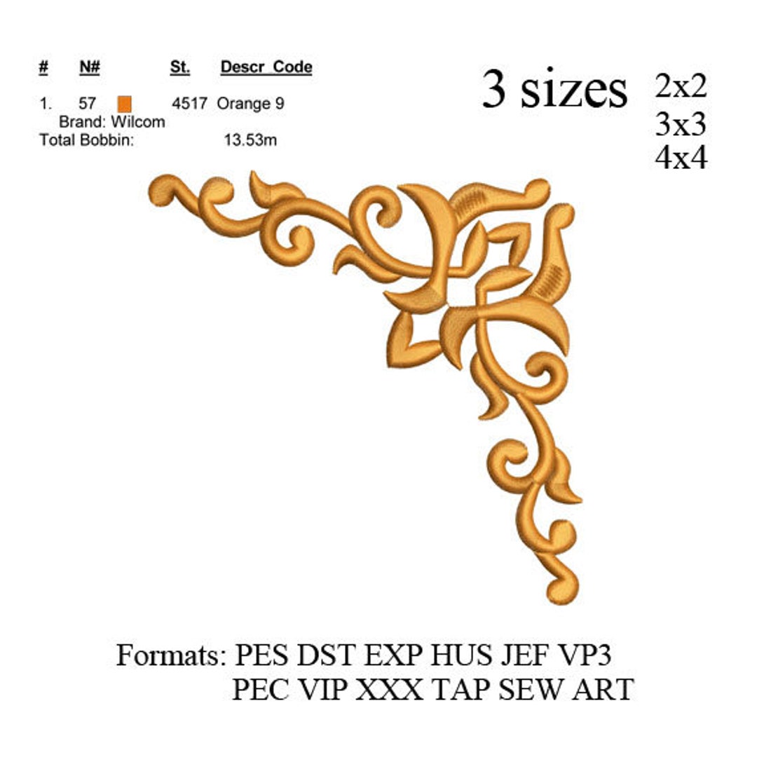 Frame Corner Embroidery Design,corner Embroidery Pattern, Embroidery ...