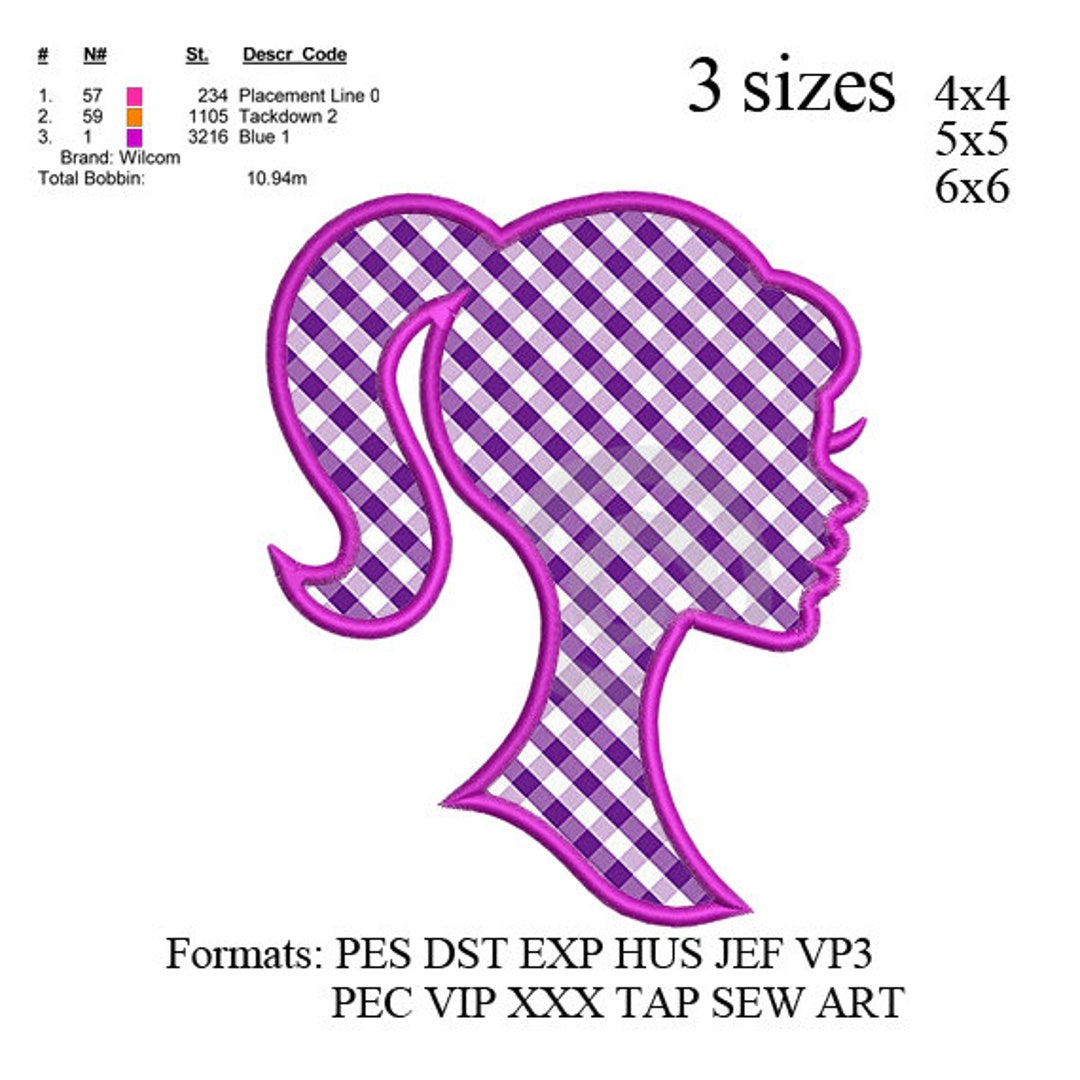 Silhouette Girl Applique Embroidery Machine,embroidery Pattern ...