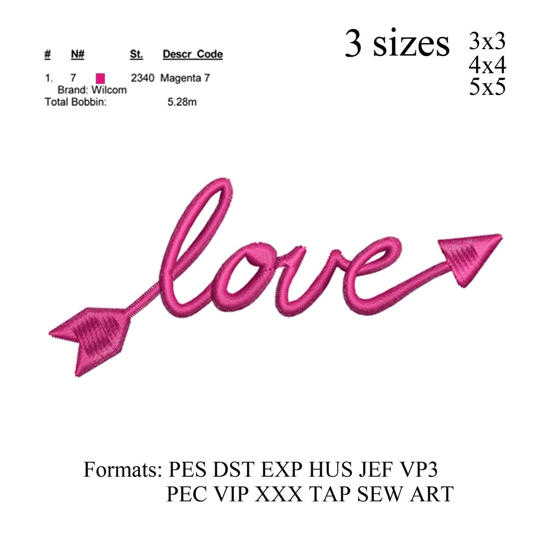 Arrow Heart Embroidery Design, Embroidery Files, Pes Files,digital ...