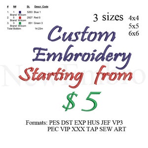 Custom Embroidery Design,custom Applique Embroidery, Design No 727 - Etsy