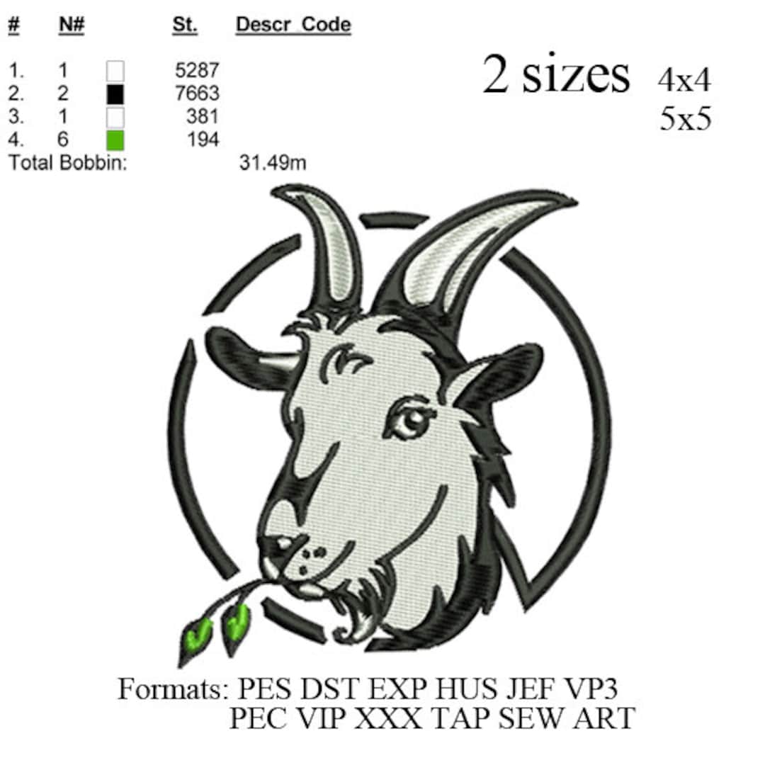 Boer Goat 2 Embroidery Machine . Embroidery Pattern . Embroidery ...