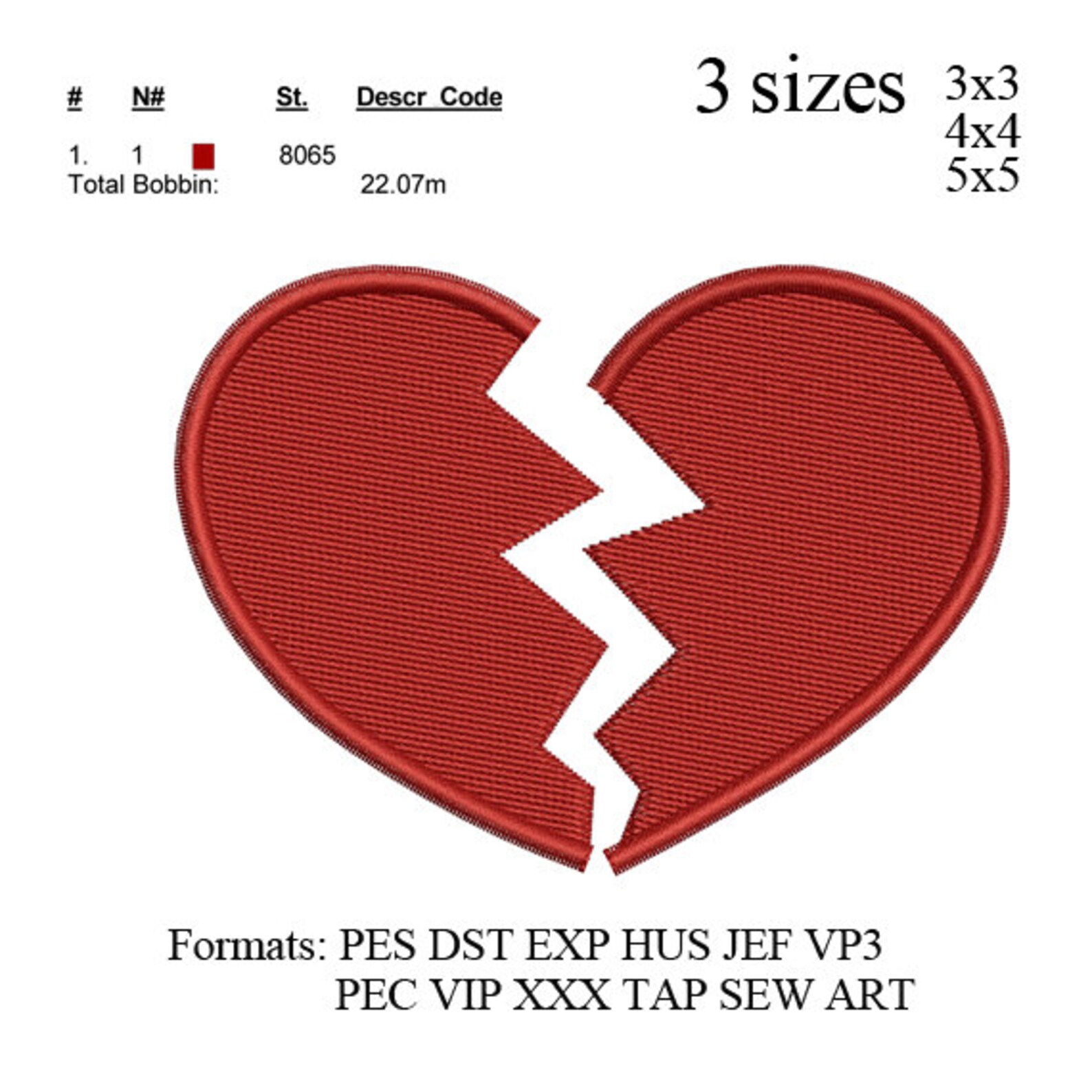 Broken Heart Embroidery Machine Embroidery Pattern . - Etsy