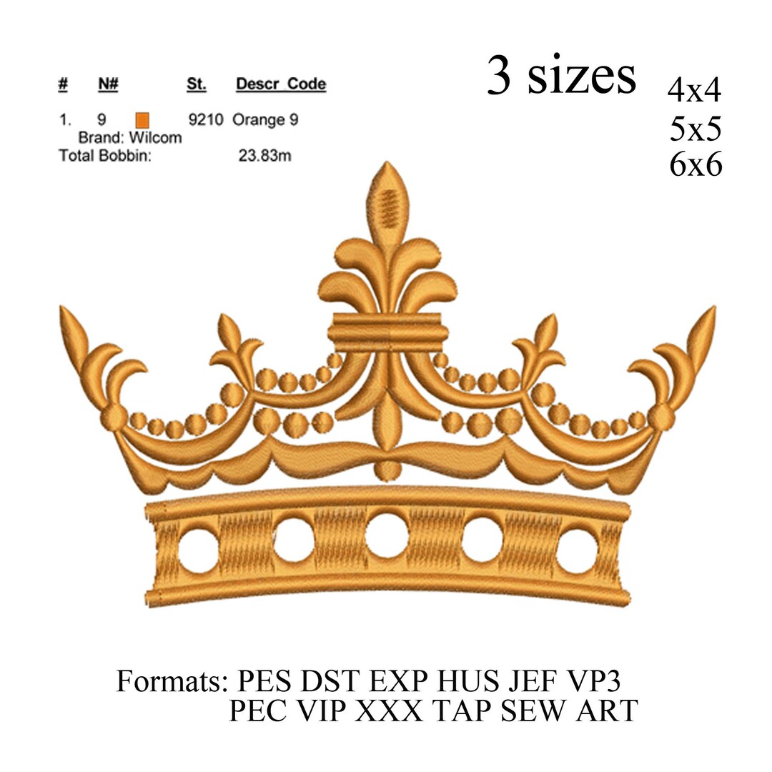 Princess Crown Embroidery Design,crown Embroidery Pattern,mini Crown ...