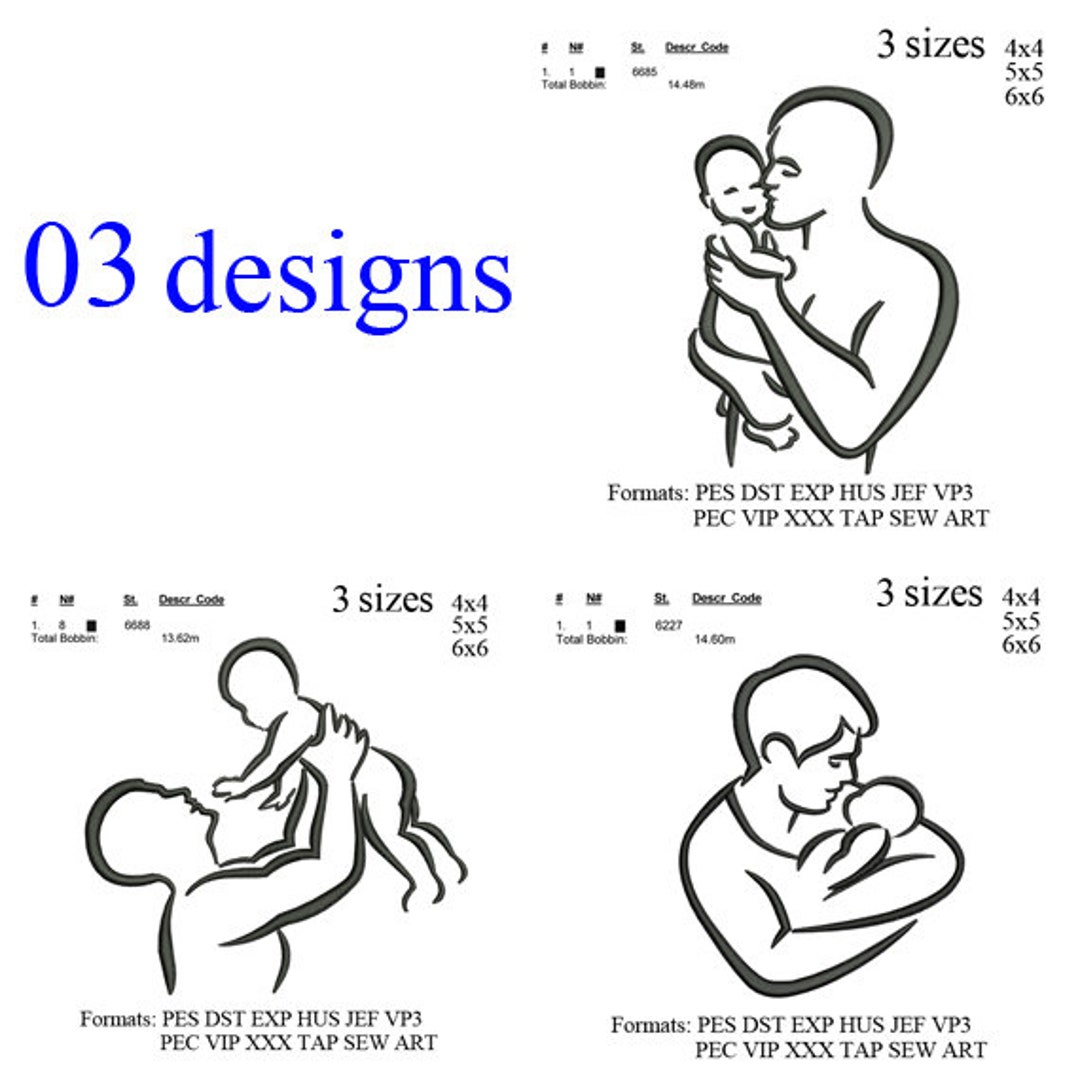 Father and Baby Set Embroidery Machine . Love Embroidery Pattern, Heart ...