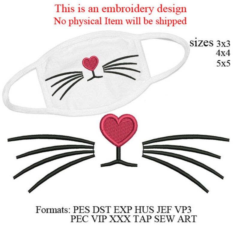 Face Mask Embroidery Designcat Embroidery Designmachine - Etsy