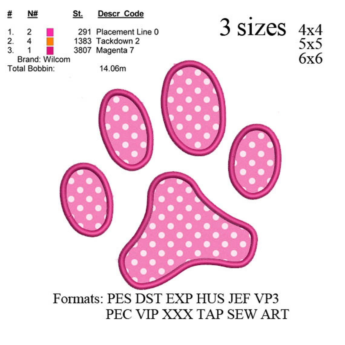Paw Print Applique Embroidery Machine Embroidery Pattern . - Etsy