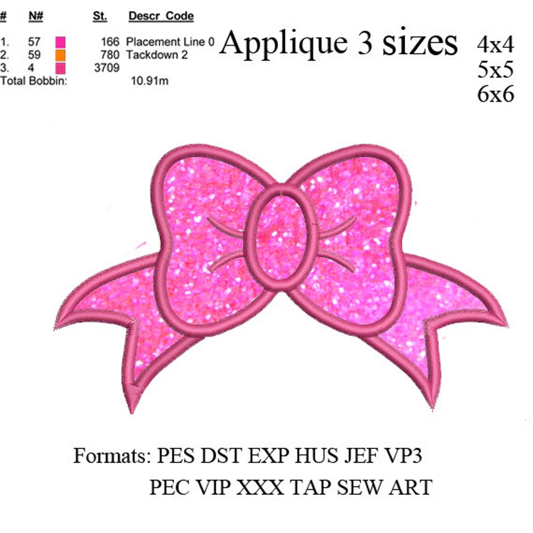 Big Bow Applique Embroidery Machine Embroidery . Embroidery Designs - Etsy