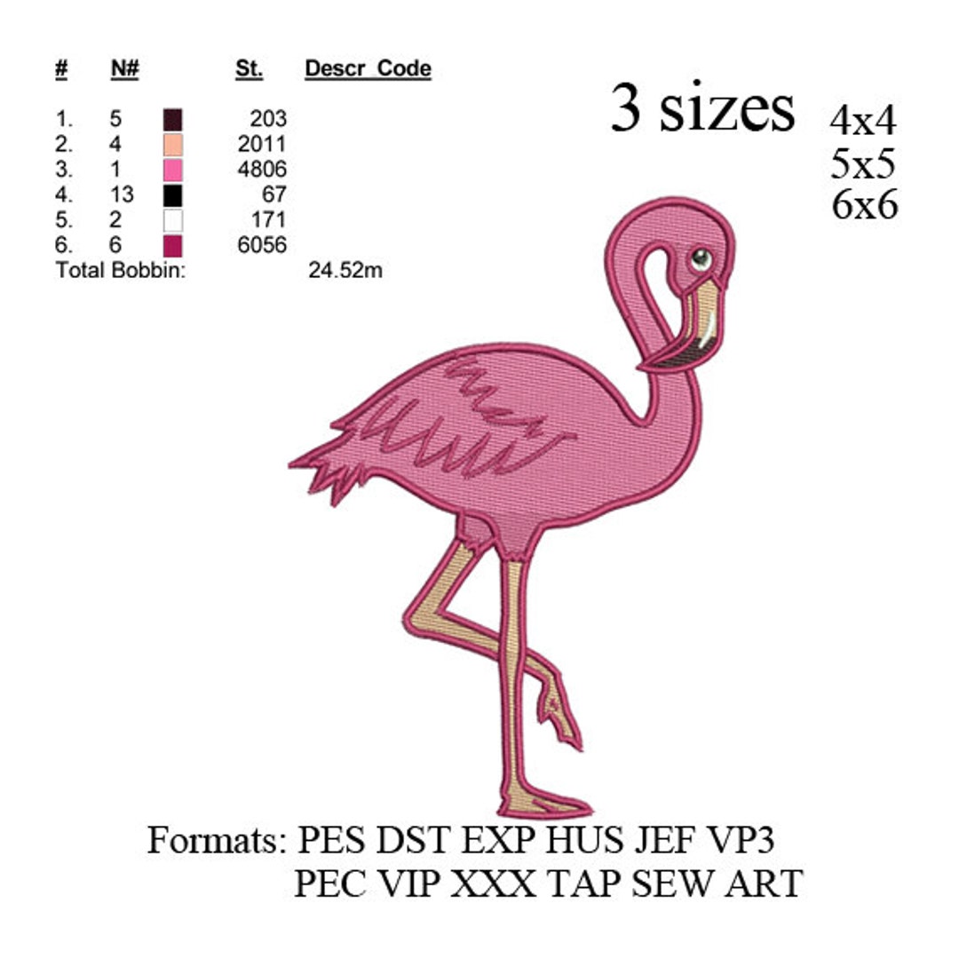 Flamingo Mbroidery Machine . Embroidery Pattern . Embroidery Designs 3 ...