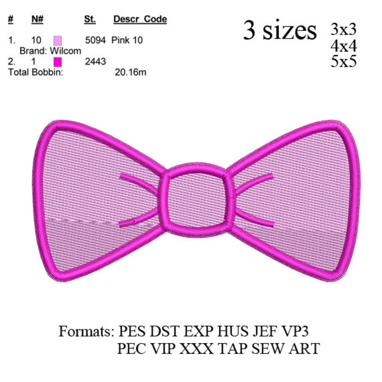 Bow Tie Fill Stitch Embroidery Machine . Embroidery Pattern ...