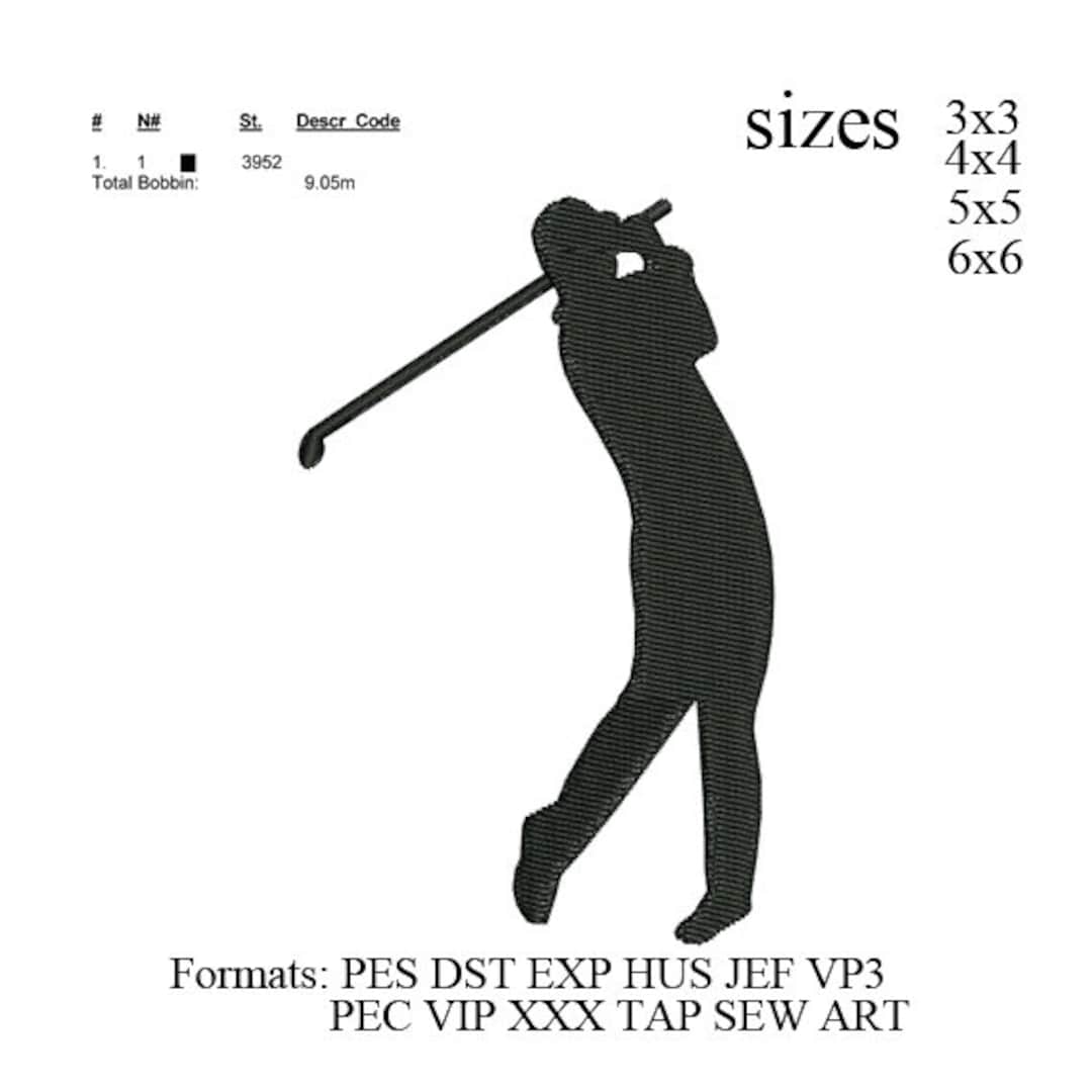 Golfer Embroidery Design. Golfer Silhouette. Mini Golfer Design. Mini ...