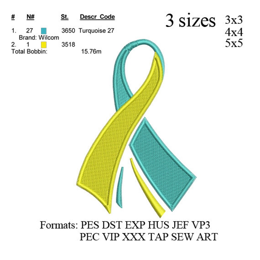 Cancer Ribbon Embroidery Design V3 - Breast Cancer Symbol Filled Stitch ...