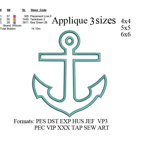 Anchor set embroidery design. 02 embroidery patterns . | Etsy