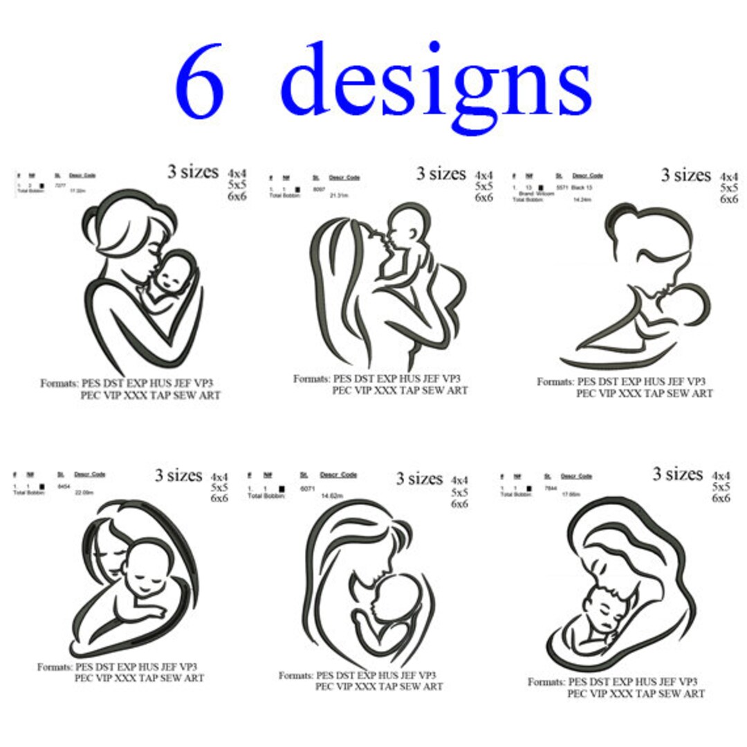Mother and Baby Set Embroidery Machine,mom and Baby Embroidery Pattern ...