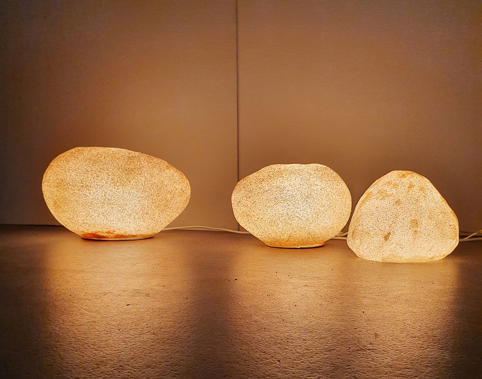 3 Set Moon Rock Lamps André Cazenave Atelier A Singletron Vintage 1969 ...
