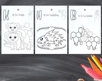 Sign Language Alphabet Coloring Pages - Etsy