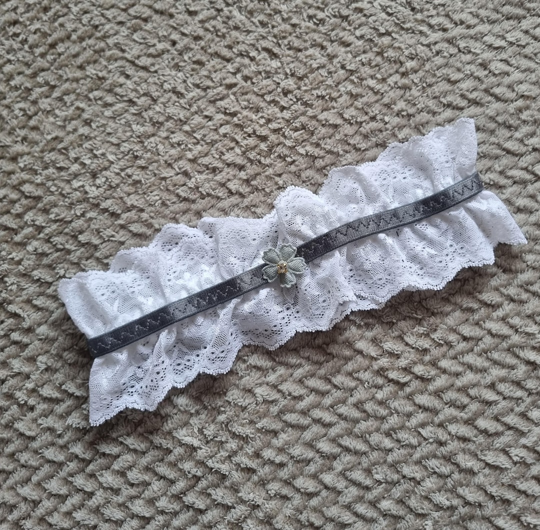 SALE Luna Grey and White Lace Bridal Garter • Lovesarah Lingerie ...
