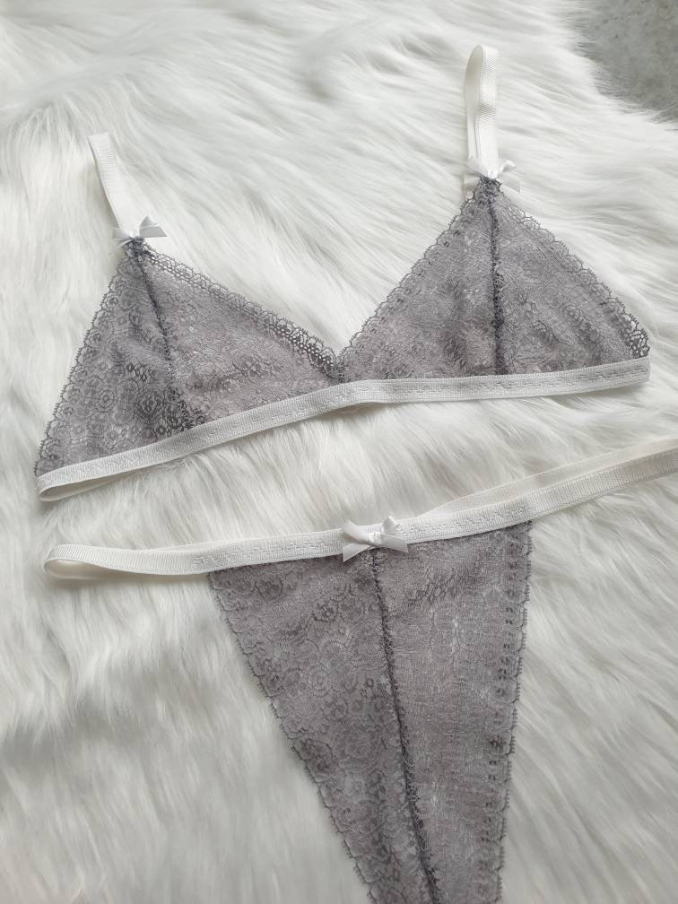 Emily Grey Lace Bralette Lovesarah Lingerie - Etsy