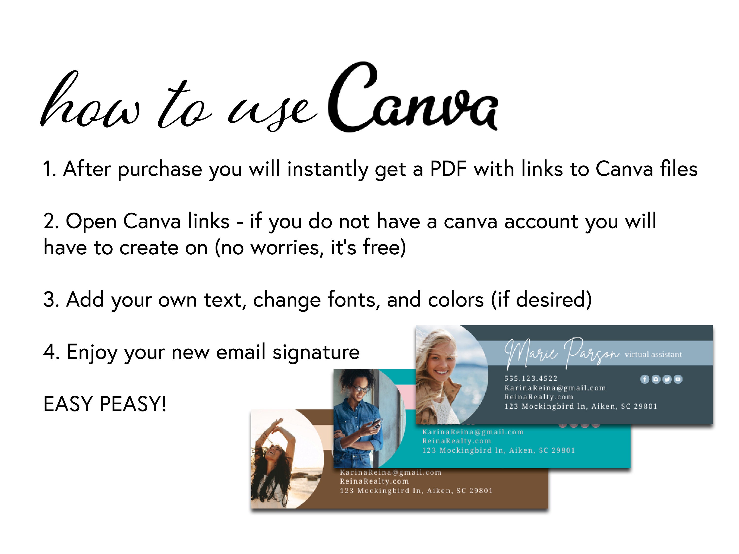 Email Signature Virtual Assistant Real Estate Marketing - Etsy