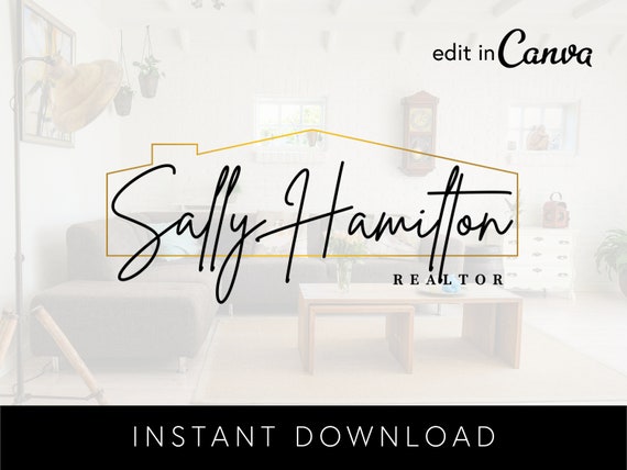 Gold Realtor Logo Editable Logo Design Canva Logo Template | Etsy