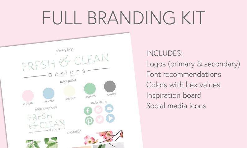 Clean Branding Kit Canva Premade Logos and Branding Kit DIY - Etsy