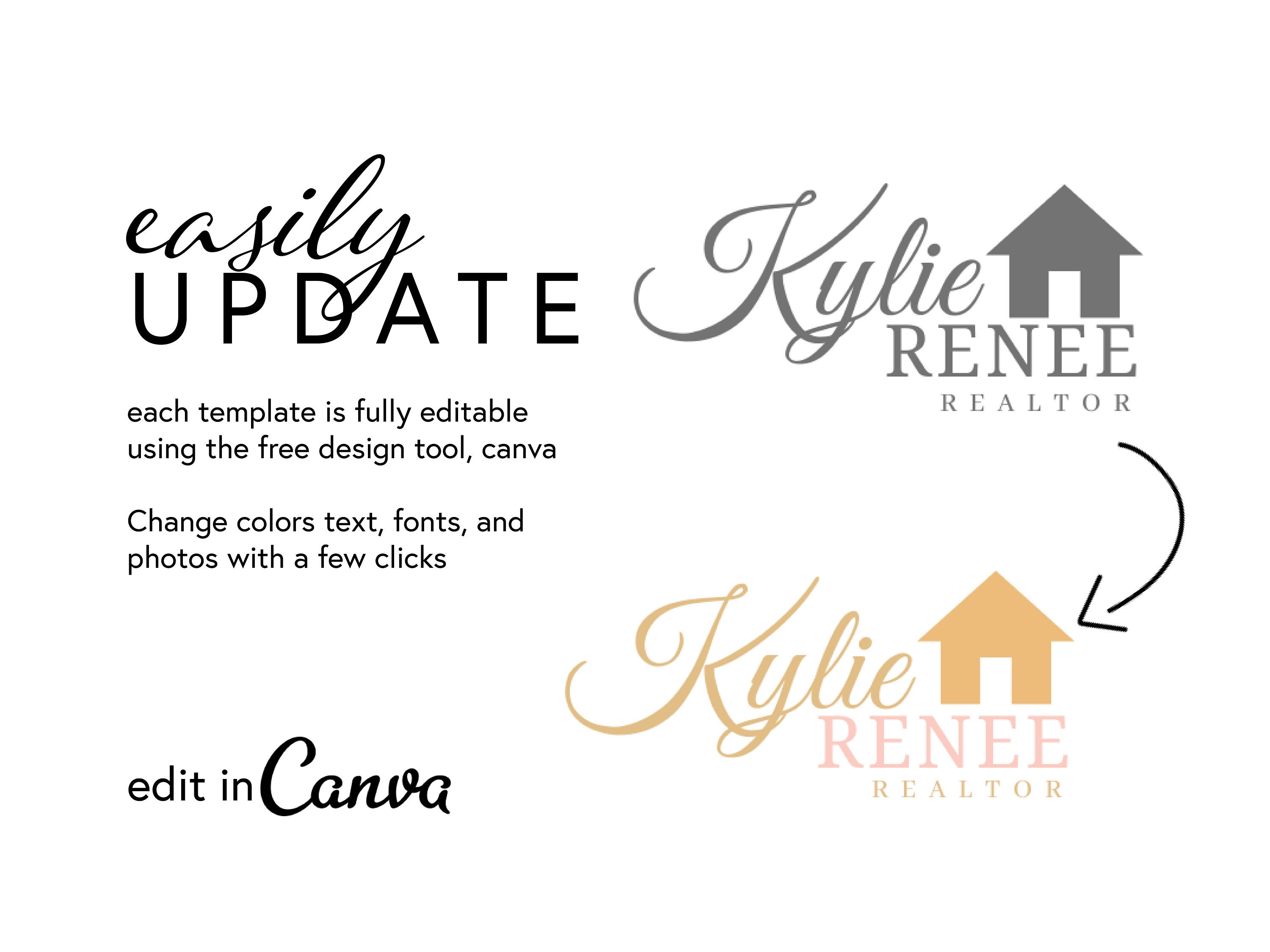 Gold Realtor Logo Editable Logo Design Canva Logo Template - Etsy