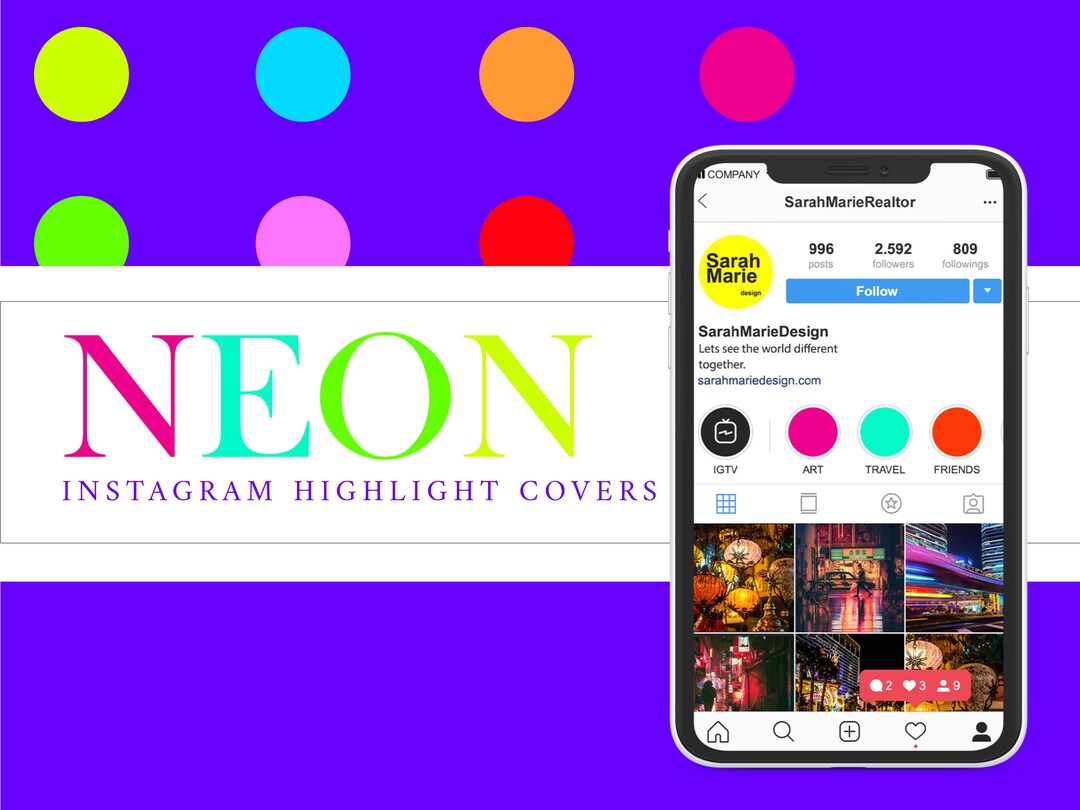 Neon Instagram Highlight Covers, Social Media, Minimalist Highlights ...