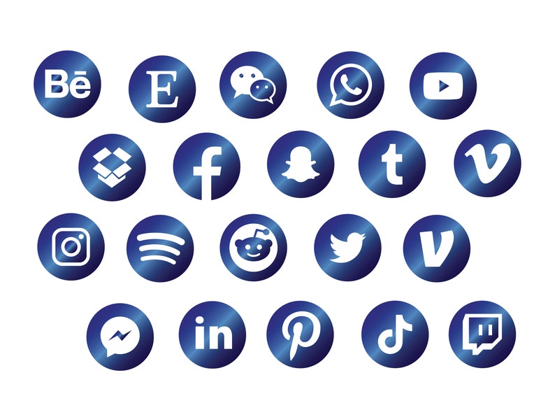 20 Social Media Icons Website Icons Social Sharing Icons - Etsy