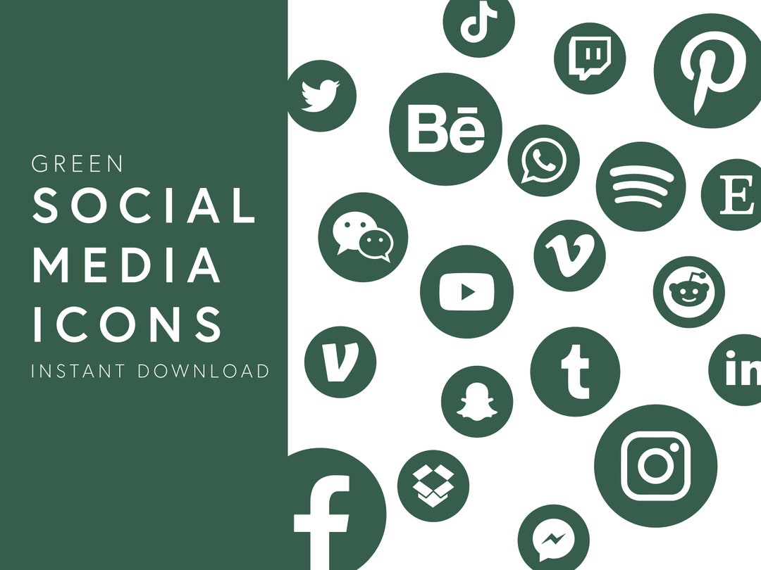 Social Media Icons, Website Icons, Social Sharing Icons, Green Social ...