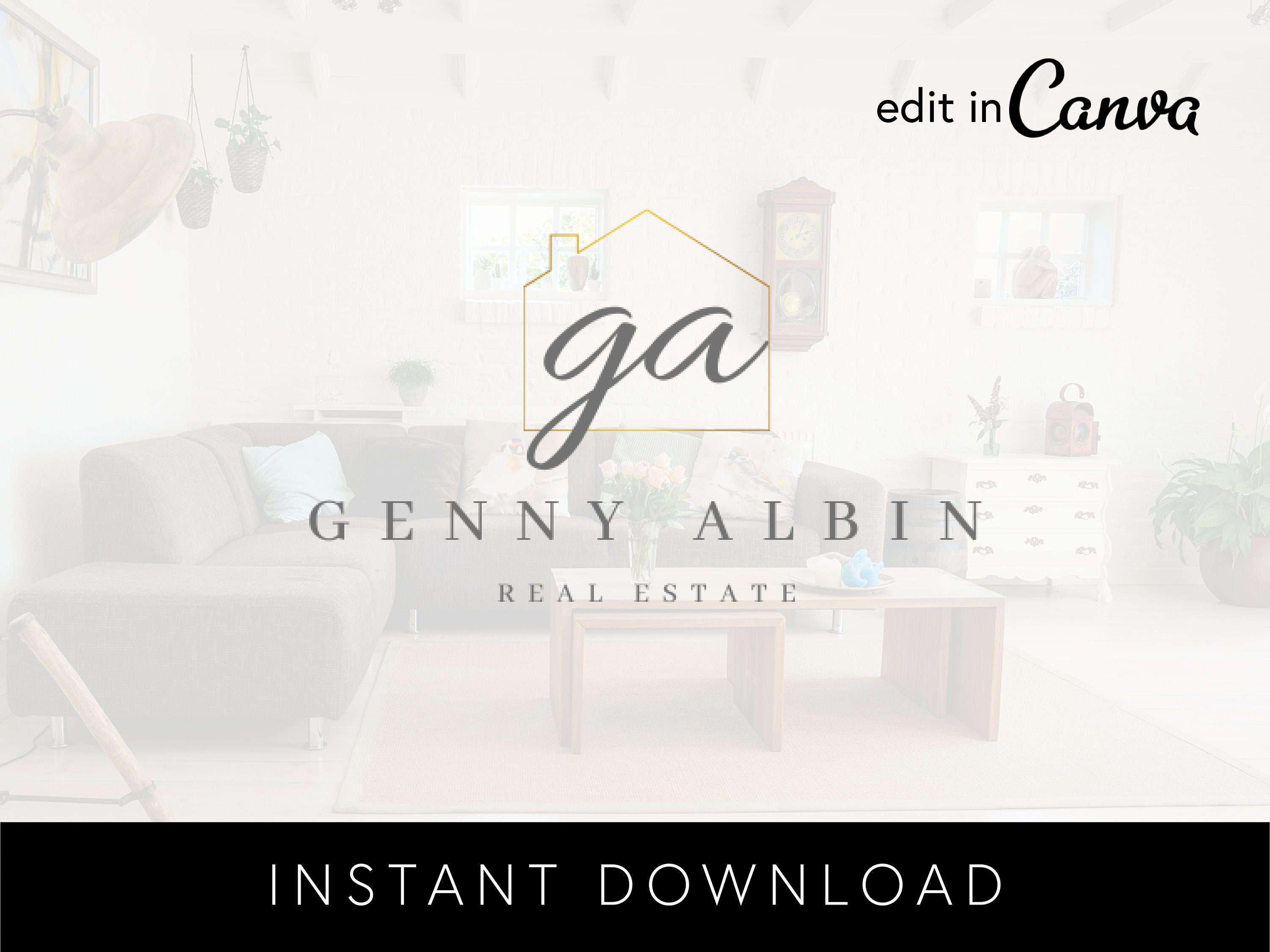 Gold Realtor Logo Editable Logo Design Canva Logo Template - Etsy