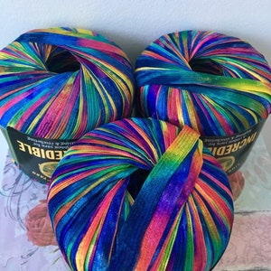 Rainbow Incredible Ribbon Yarn Lion Brand Yarn Specialty Yarn Novelty ...