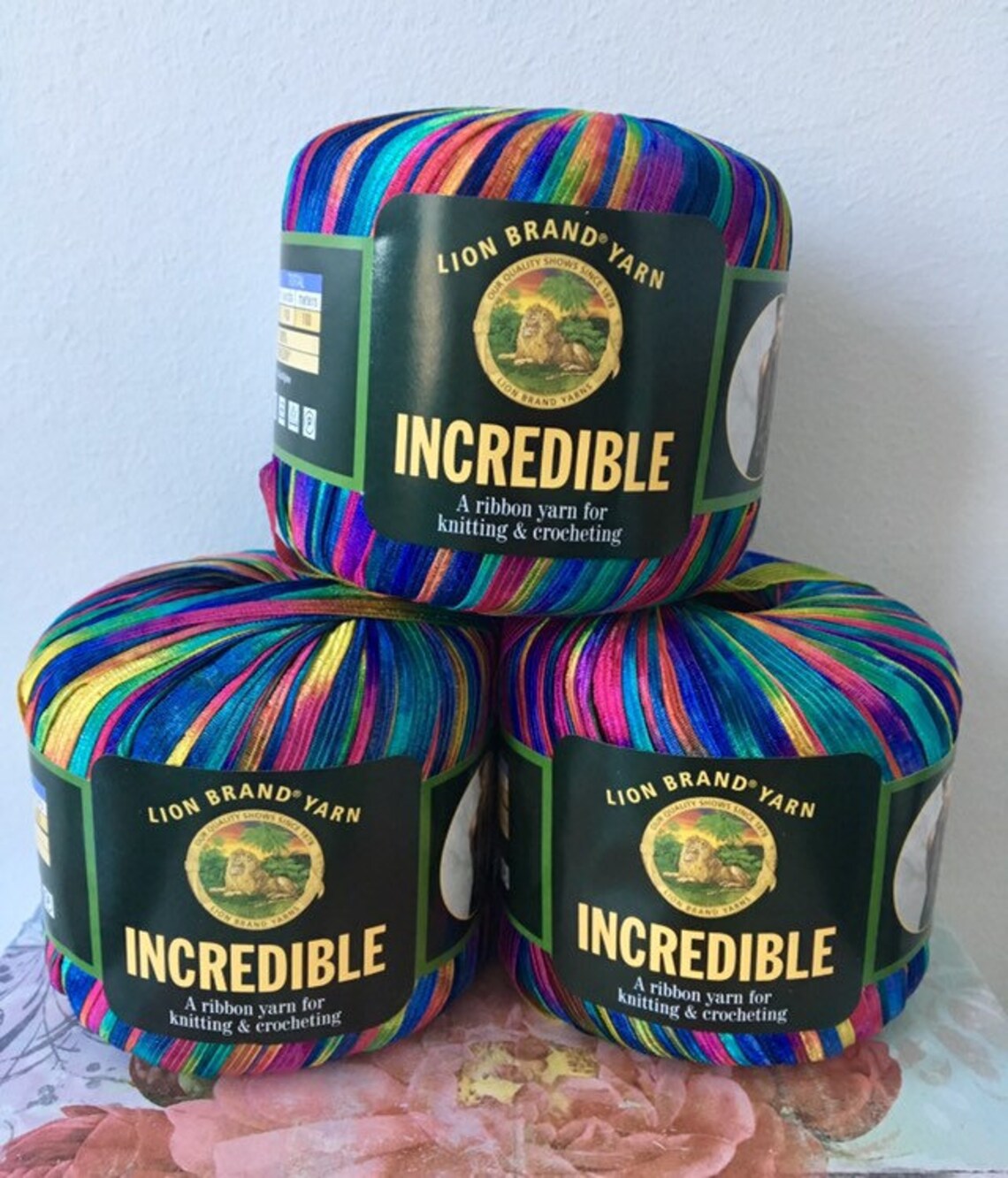 Rainbow Incredible Ribbon Yarn Lion Brand Yarn Specialty Yarn - Etsy UK